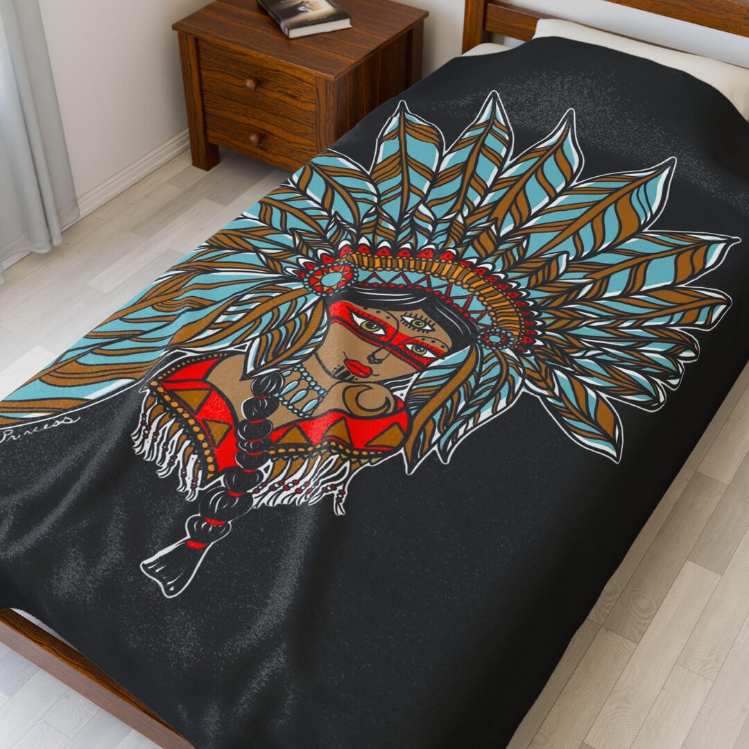 Sick Princess Indigenous Girl Velveteen Plush Blanket | Native Indian ...