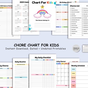 Kids Chore Chart, Personalized Daily Routine Tracker, Children's Reward ...