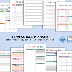 Colorful Homeschool Planner, Academic Weekly Organizer, Student Agenda ...