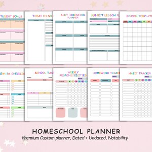 Colorful Homeschool Planner, Academic Weekly Organizer, Student Agenda ...