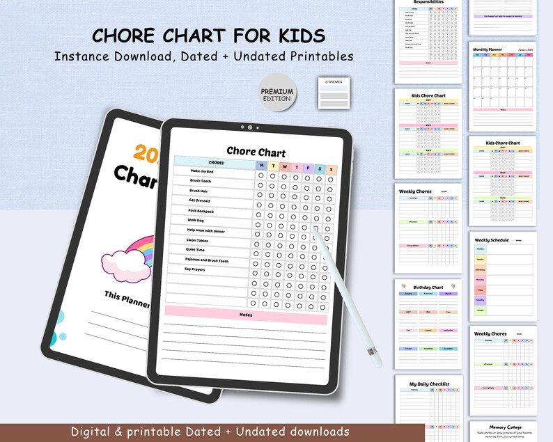 Kids Chore Chart, Personalized Daily Routine Tracker, Children's Reward ...