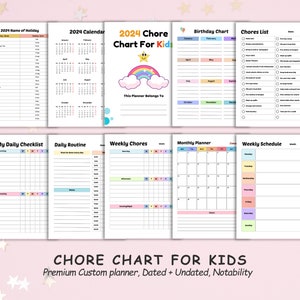 Kids Chore Chart, Personalized Daily Routine Tracker, Children's Reward ...