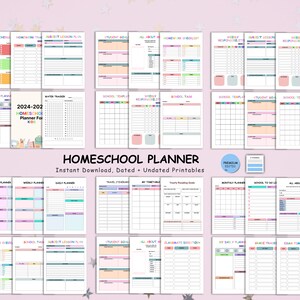 Colorful Homeschool Planner, Academic Weekly Organizer, Student Agenda ...