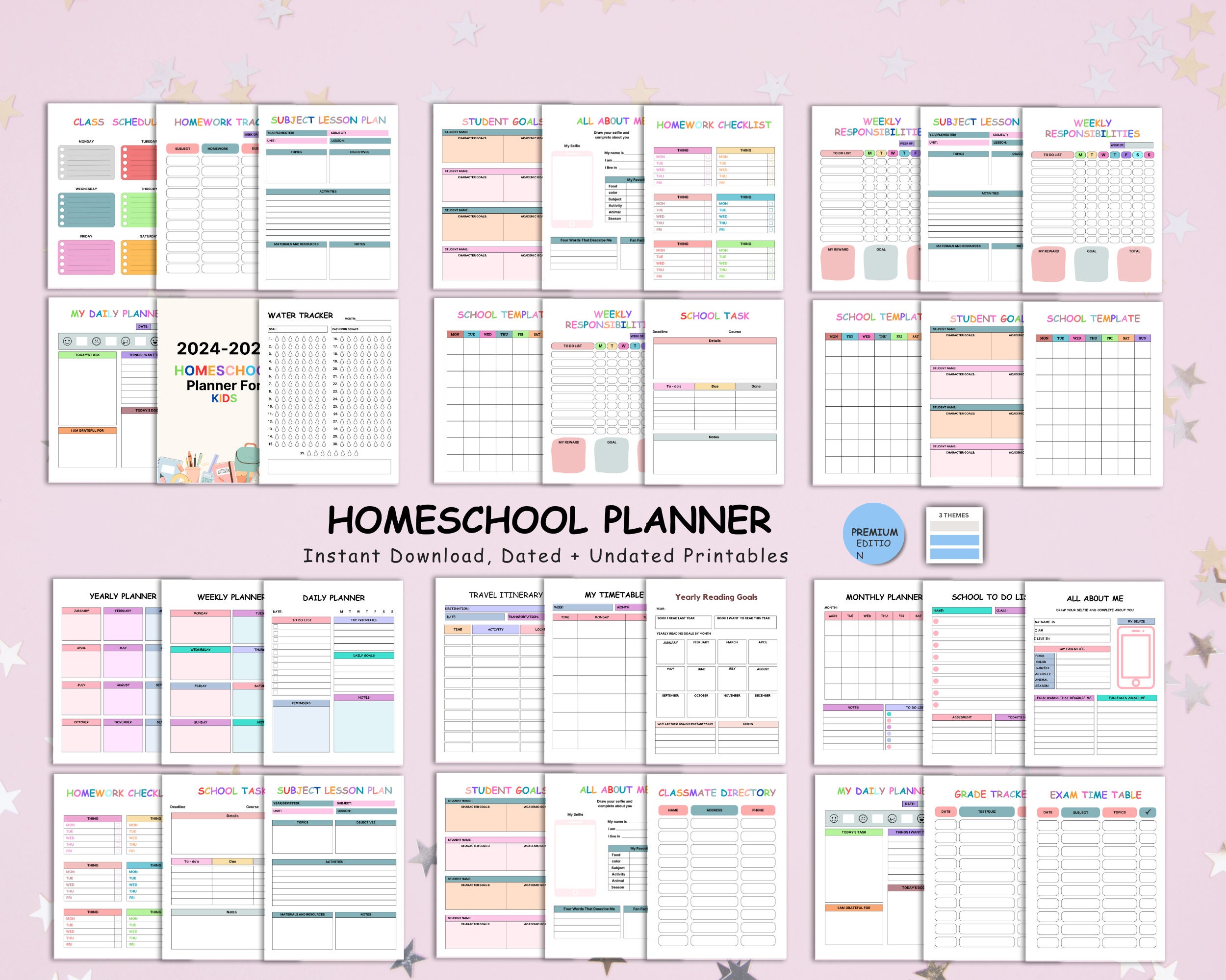 Colorful Homeschool Planner, Academic Weekly Organizer, Student Agenda ...