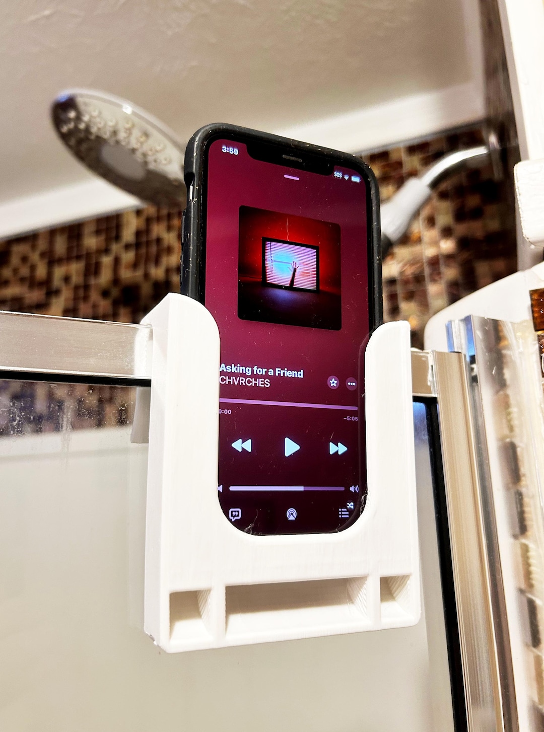 Shower Phone Holder Shower Curtain Rod Phone Holder Enjoy Music Videos ...