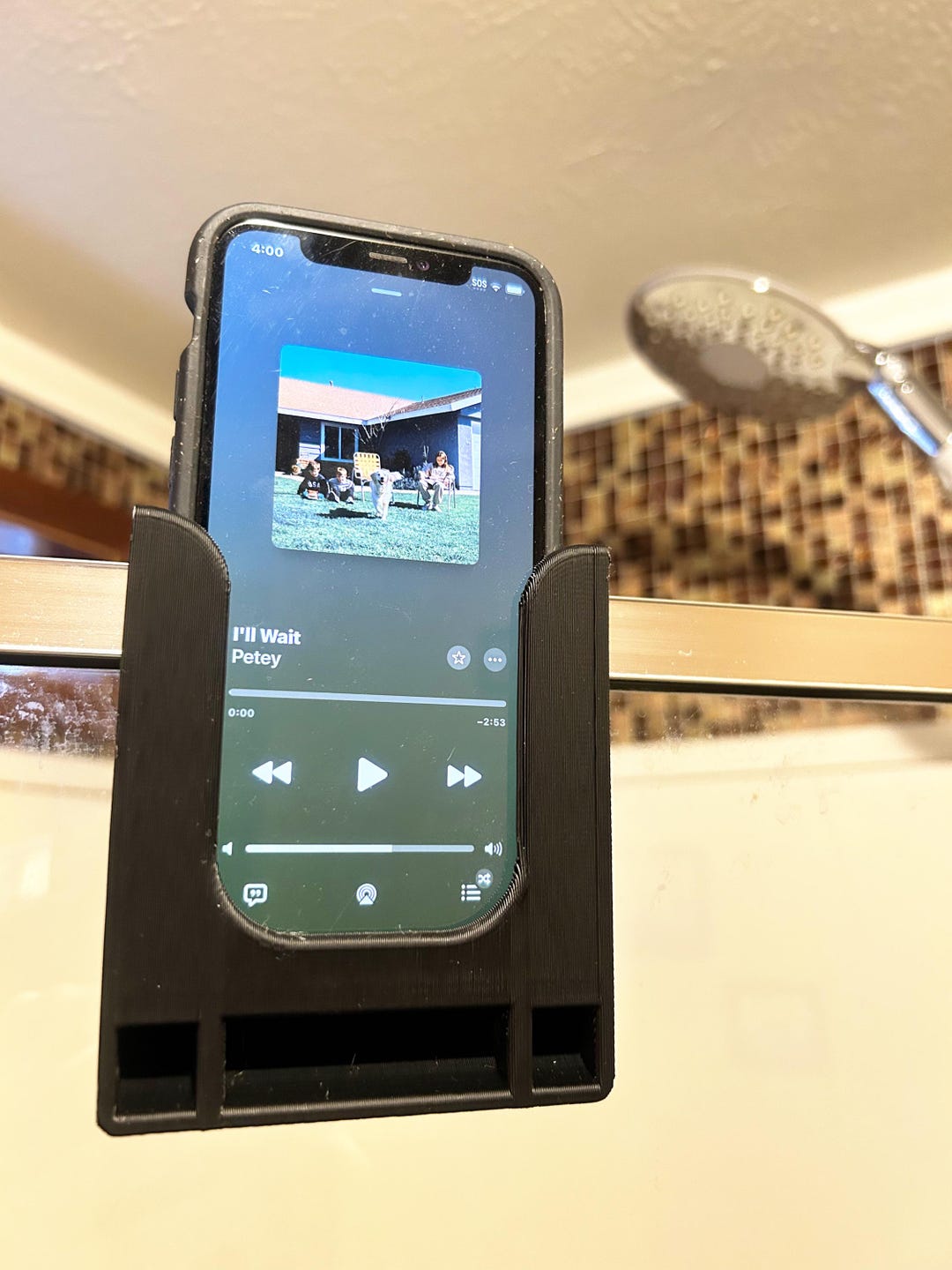 Over-door or Curtain Rod Phone Mount Shower Phone Holder Enjoy Music ...