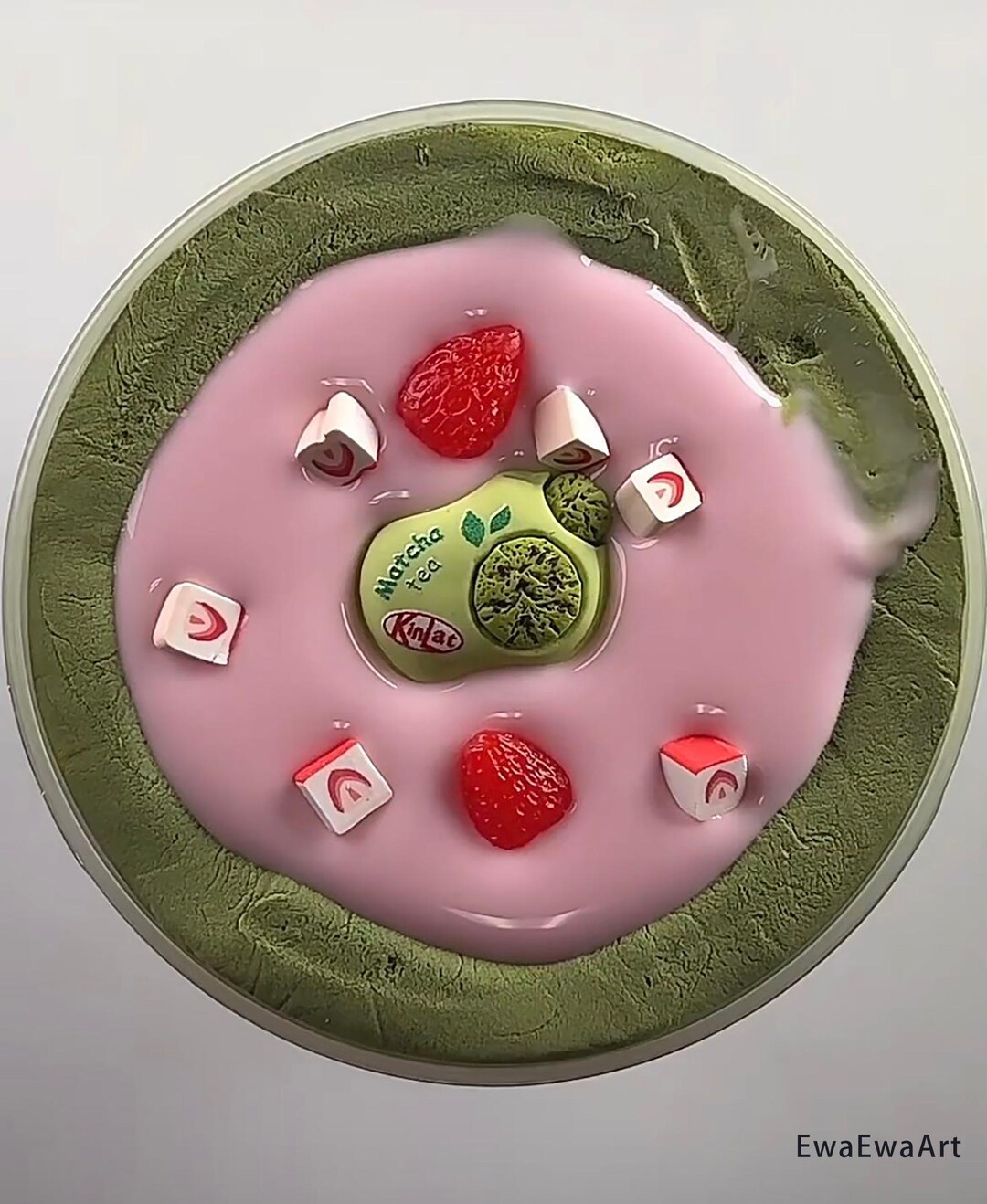 Matcha Strawberry Slime DIY Slime Fluffy Slime Thick Slime Elastic ...