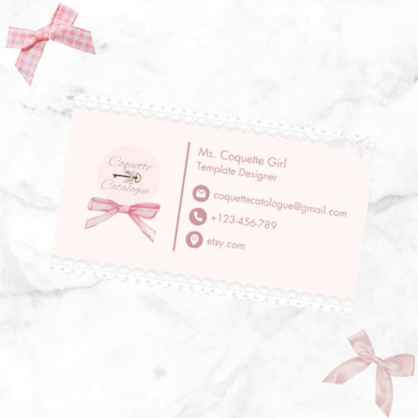 Pink Coquette Business Cards - Etsy