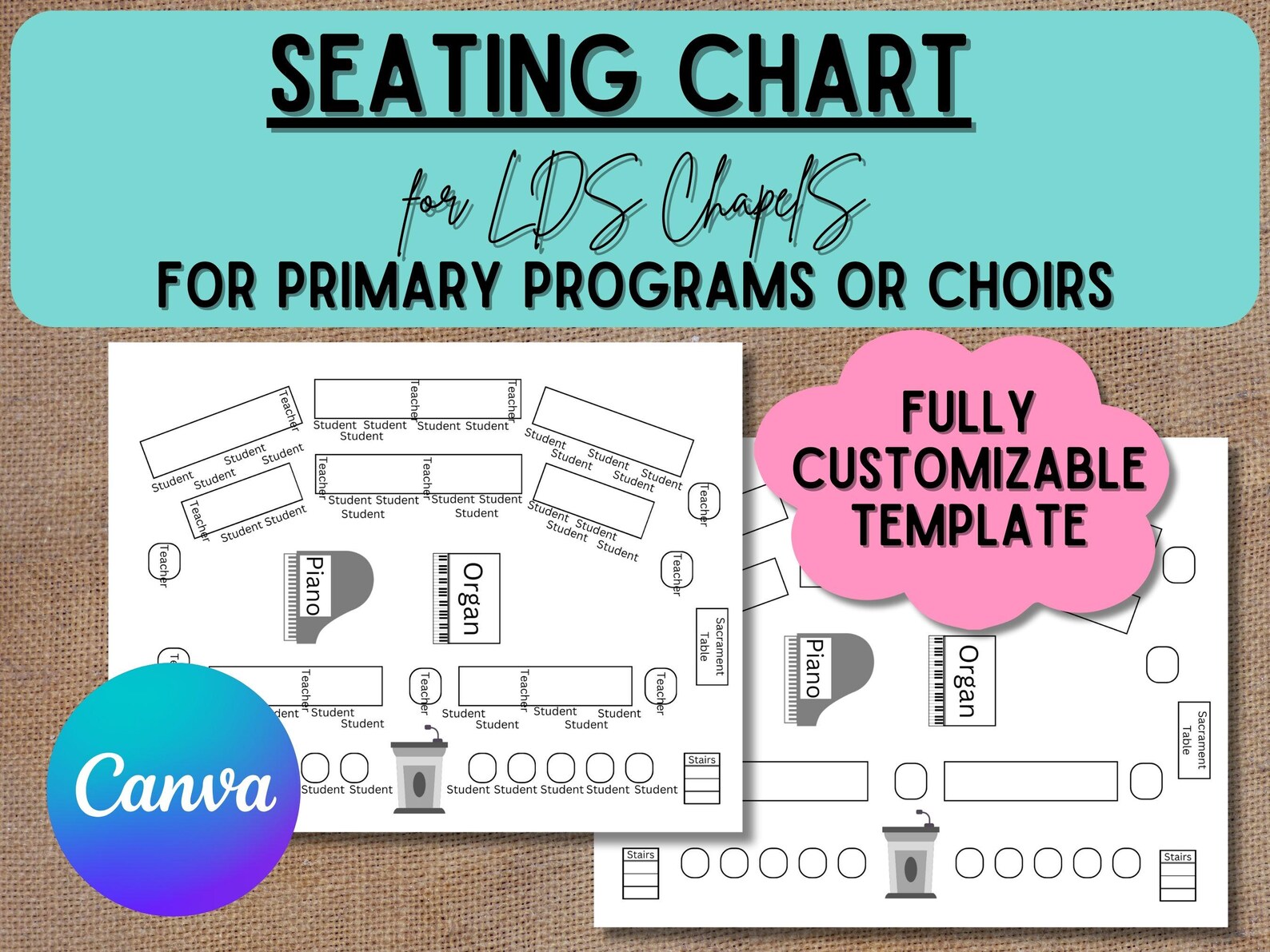 Primary Program Seating Chart Template: Customizable in Canva (digital ...