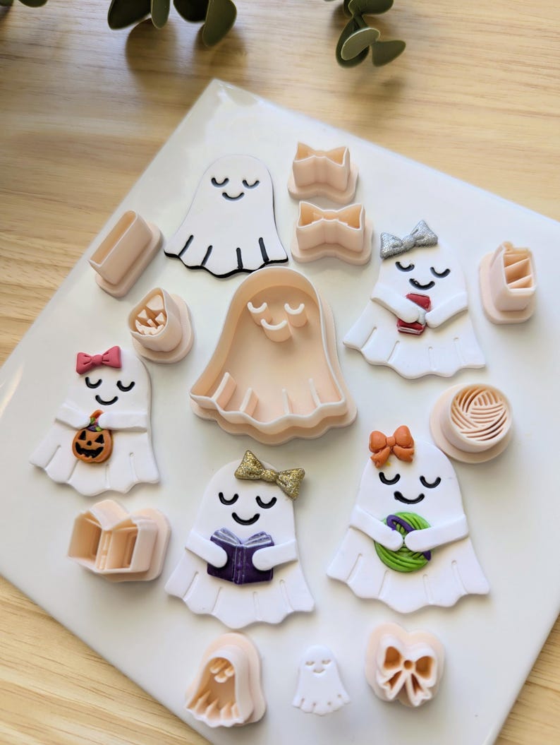 Halloween Polymer Clay Cutter Set: Ghost, Witch, Bats, Spiderweb - Etsy