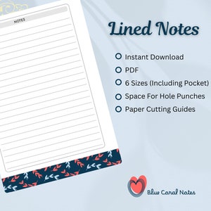 Lined Notes, Printable Note Insert, Simple Note Template, Planner ...