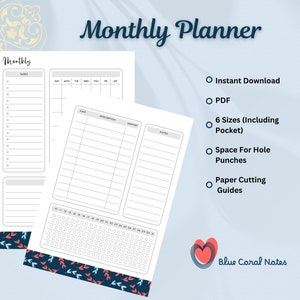 Monthly Planner Template, Task Scheduler, Habit Tracker, Organizational ...