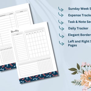 Monthly Planner Template, Task Scheduler, Habit Tracker, Organizational ...