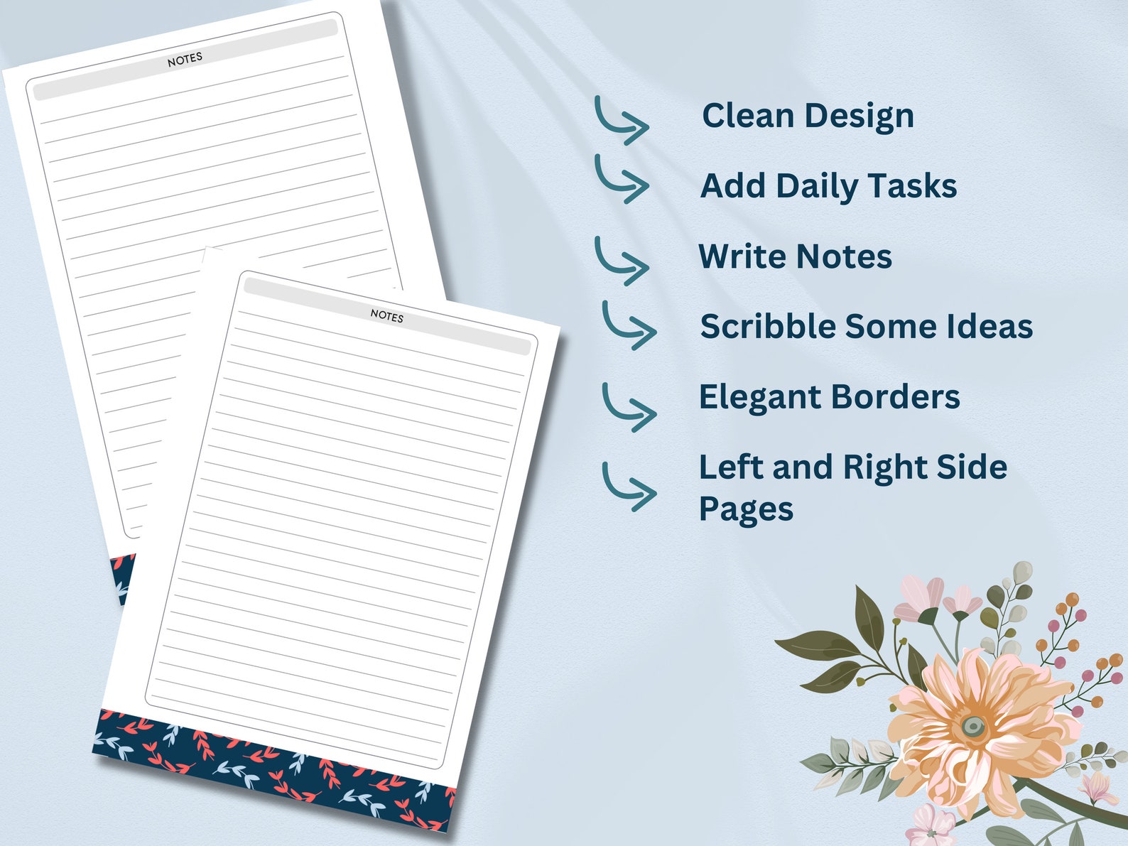 Lined Notes, Printable Note Insert, Simple Note Template, Planner ...