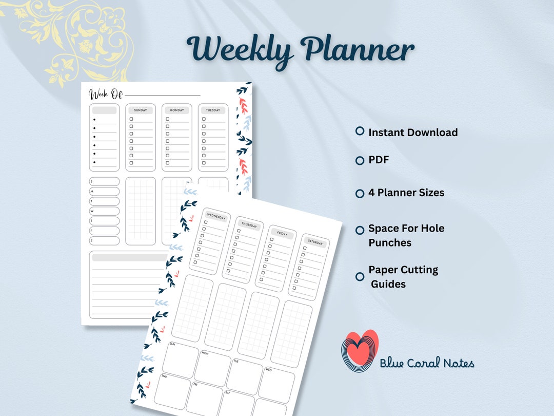 Weekly Planner Template, Weekly Agenda, Time Management, Printable Week ...