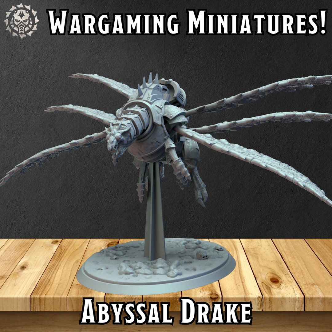 Abyssal Drake Resin 3D Printed Wargaming Model Bases Included sized ...