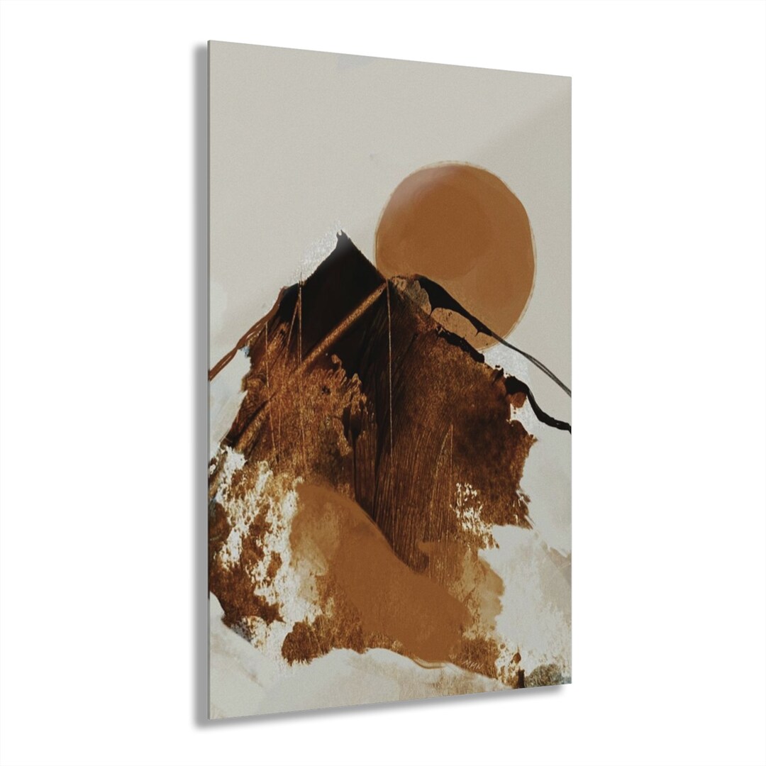Golden Brown Mountainside Painting Modern Art Minimalist Wall Art ...