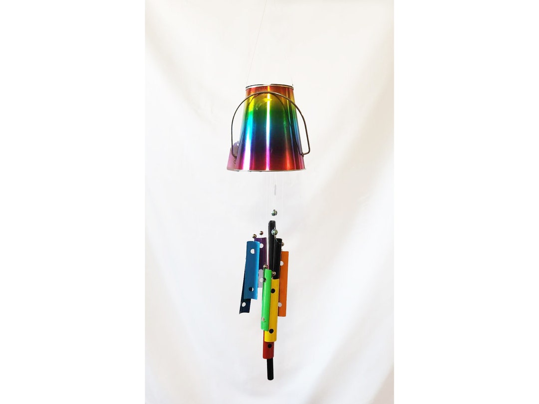 Handcrafted Rainbow Bucket Wind Chime - Etsy