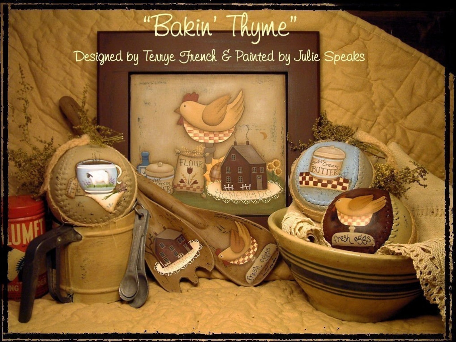 Primitive E Pattern Country Kitchen Folk Art Chicken Baking - Etsy