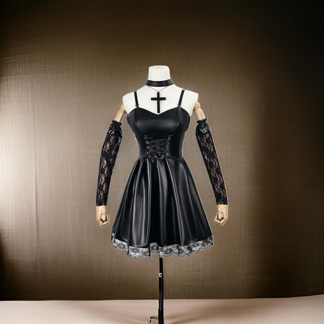 Death Note Misa Amane Cosplay Costume Elegant Gothic Lolita Leather ...