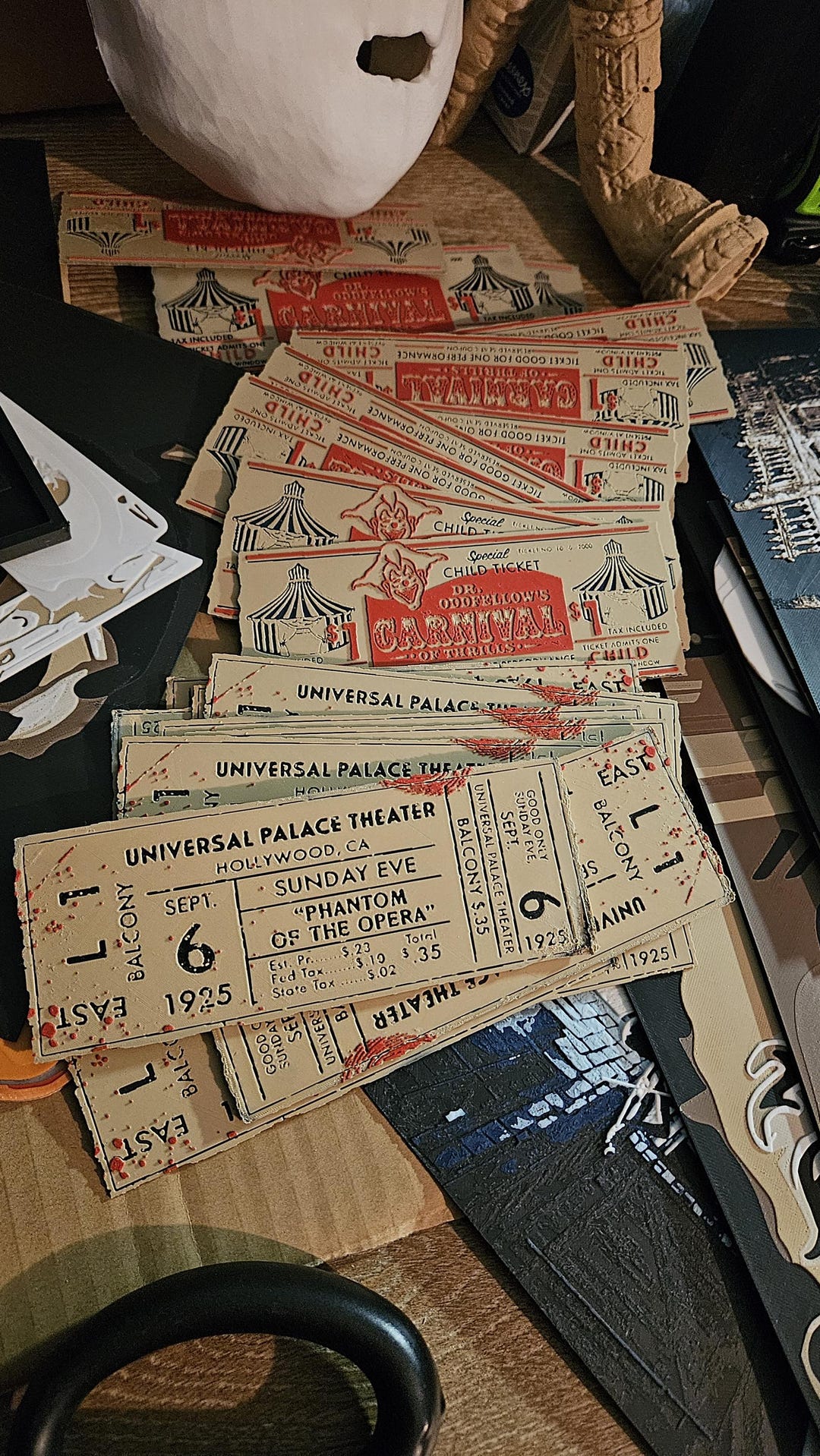 3D Printed Ticket Props set of 3 Halloween Horror Nights Props ...