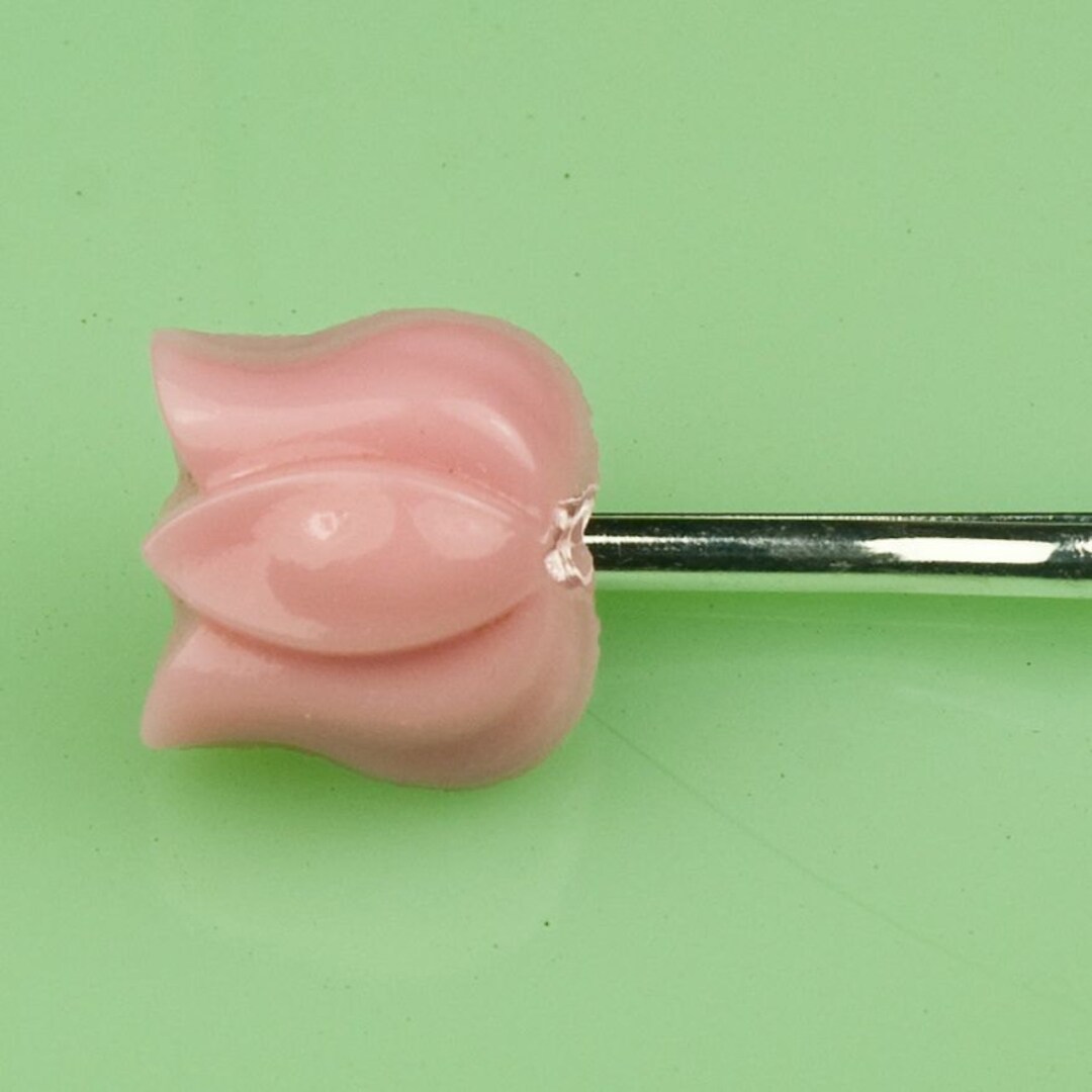 Vintage Pink Milk Glass Tulip Hairpin - Etsy
