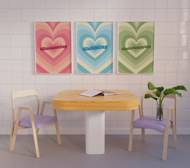 Puff Girls Printable Set Posters, Heart Printe Poster Bundles, Power ...