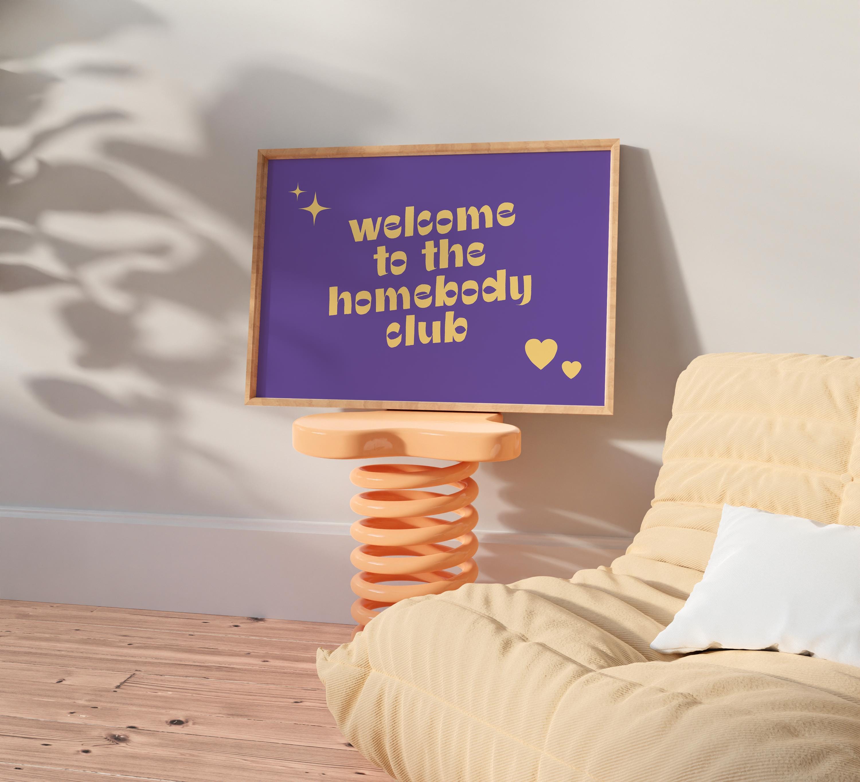 Homebody Club Purple Colored Print Introverts Posters Gaming Room Decor ...