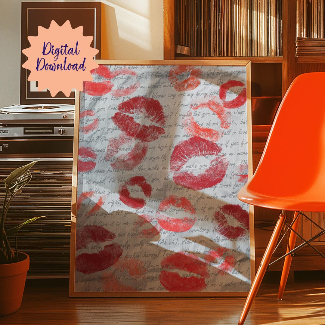 Red Lipstick Stains Print Kissing Marks Smooch Lip Poster Sabrina ...