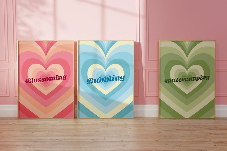 Puff Girls Printable Set Posters, Heart Printe Poster Bundles, Power ...