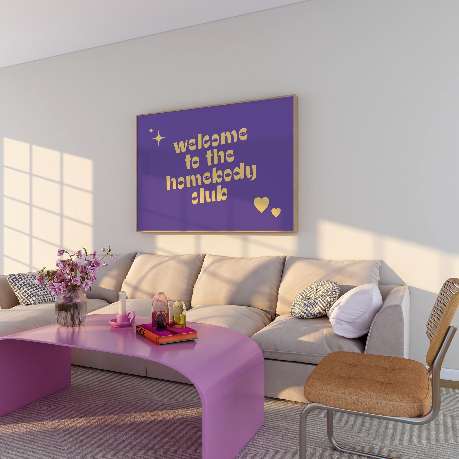 Homebody Club Purple Colored Print Introverts Posters Gaming Room Decor ...
