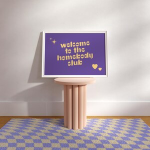 Homebody Club Purple Colored Print Introverts Posters Gaming Room Decor ...