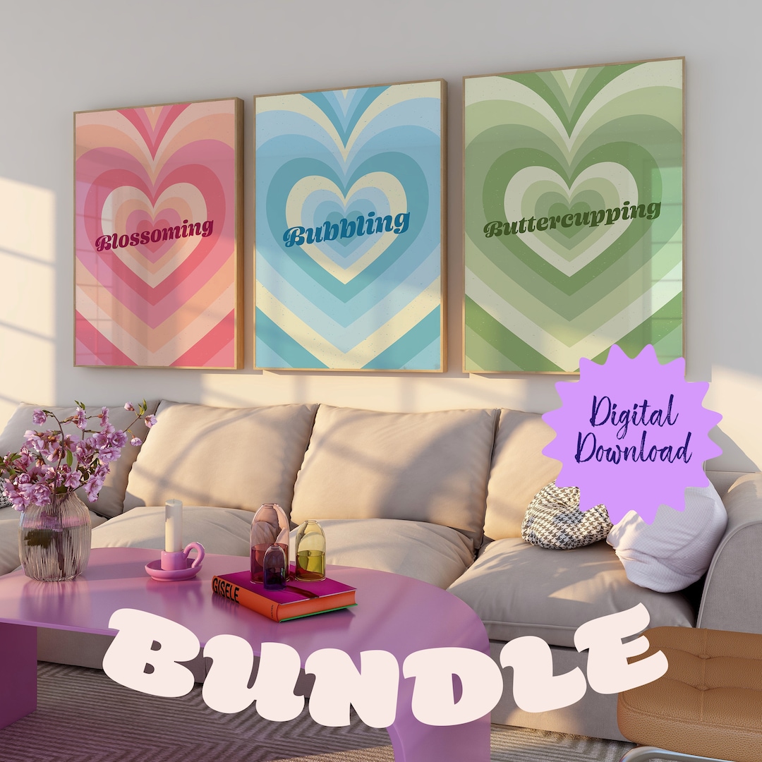 Puff Girls Printable Set Posters, Heart Printe Poster Bundles, Power ...