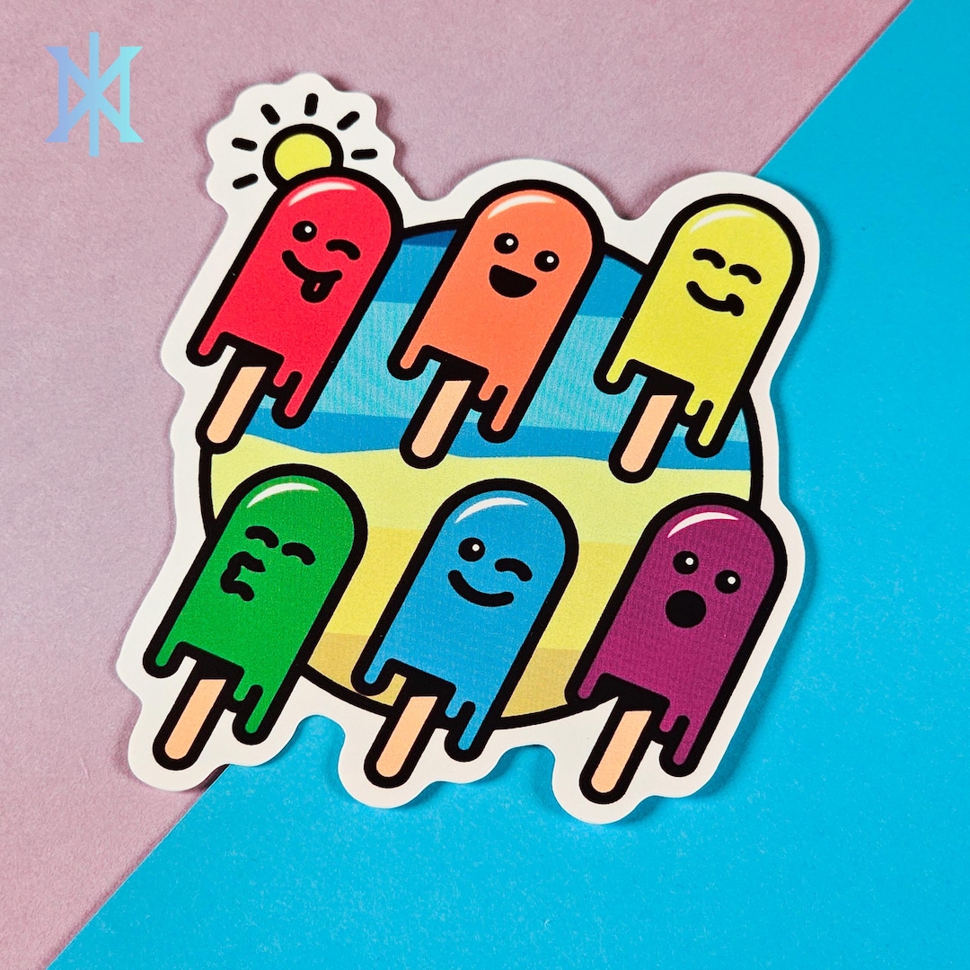 Rainbow Popsicles Matte Sticker - Etsy