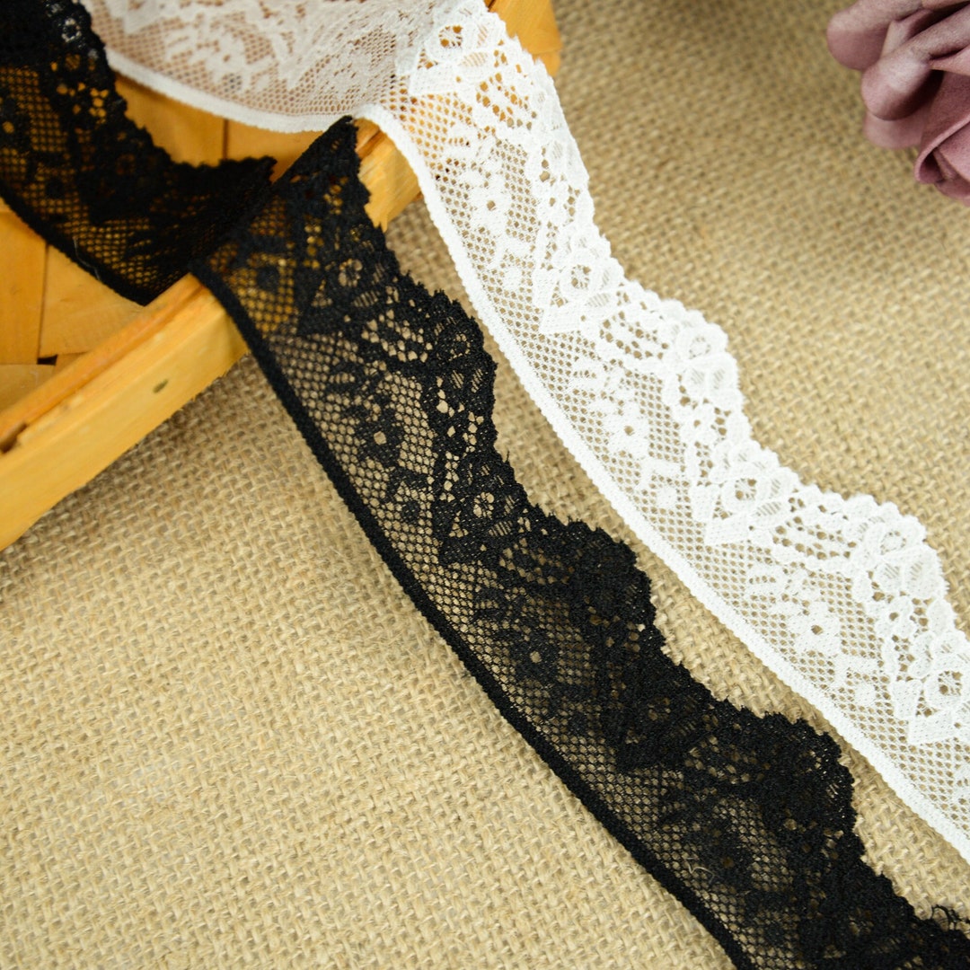1.56" Wide Lace Ribbon-soft Lace Trim by the Yards,black and White ...