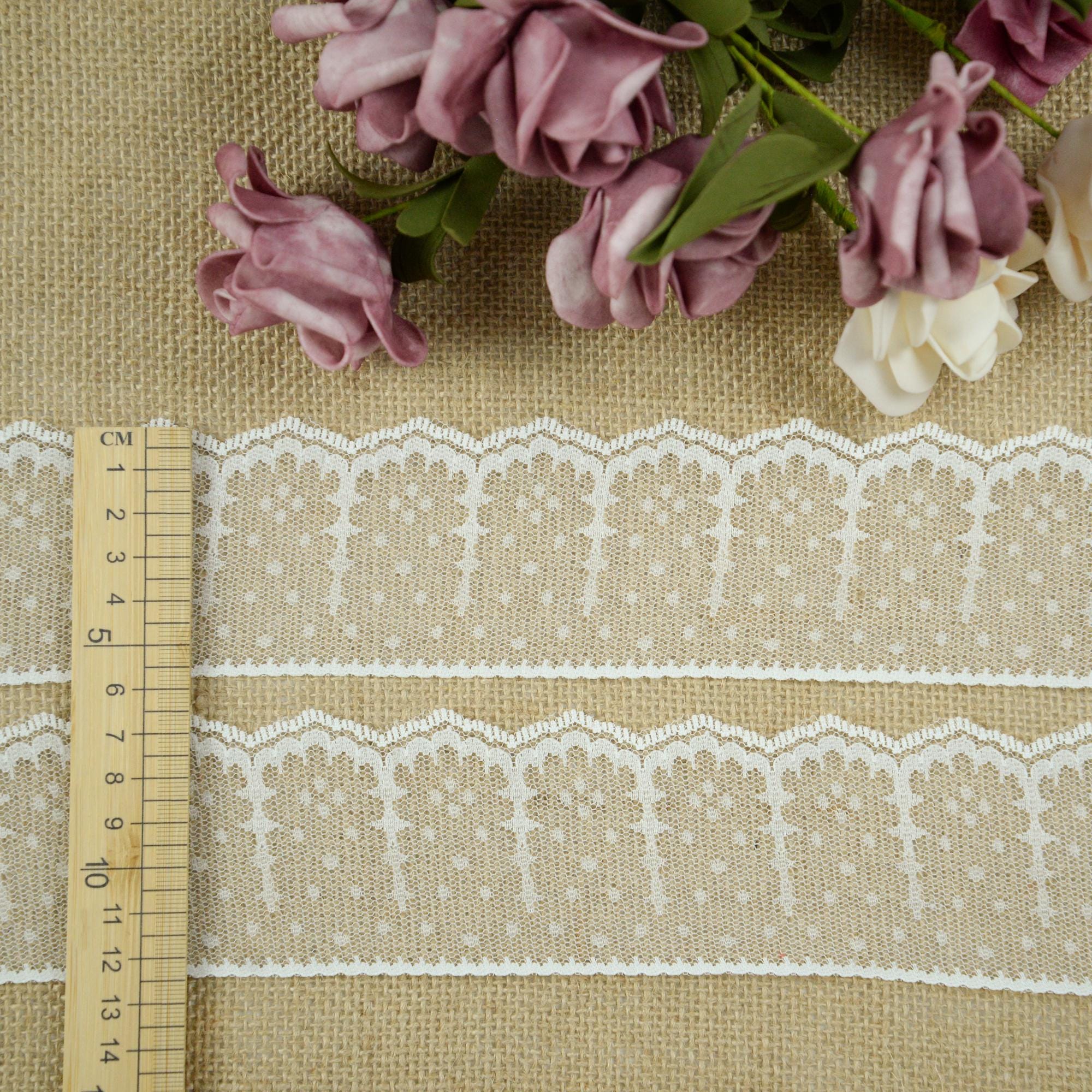 Soft Lace Ribbon by the Yards, 2.73 Width, White Lace Trim Soft Lace Ribbon by the Yards, 2.73 Width, White Lace Trim