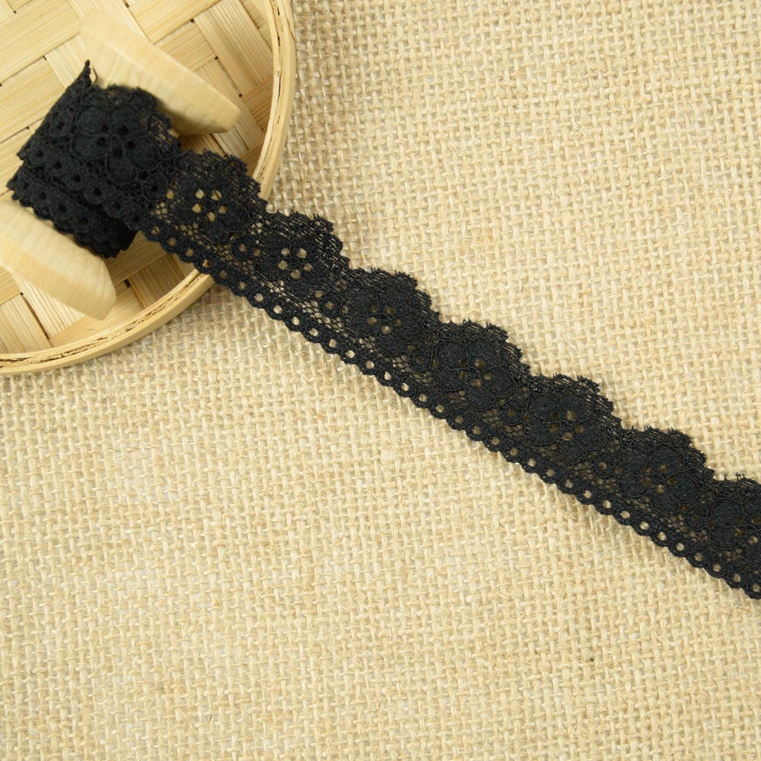 Black Lace Trim- Soft Lace Ribbon by the Yards, 0.98" Width |trim Lace ...