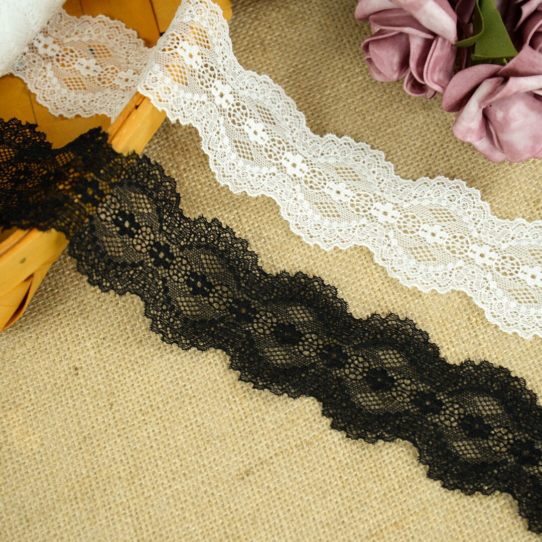 2.10" Wide Lace Ribbon-soft Lace Trim by the Yards,black and White ...