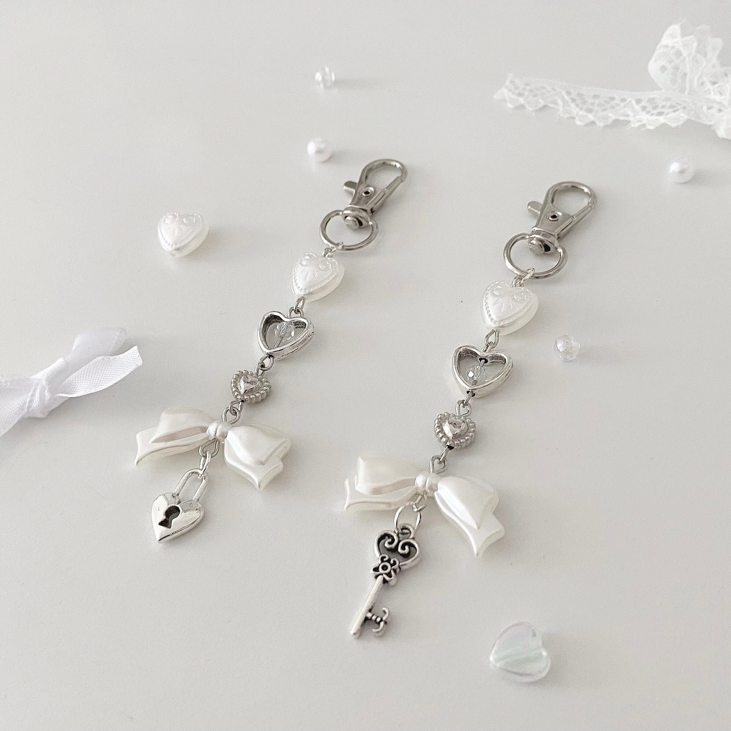 Matching Key to My Heart Best Friends Charm Beaded Keychain Set ...