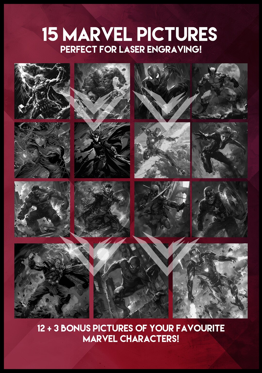 27 Comic Book Characters (dc/marvel) - for Slate Engraving on Wood ...