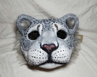 Snow Leopard Printable Mask White Leopard Animal Masks Halloween Party ...