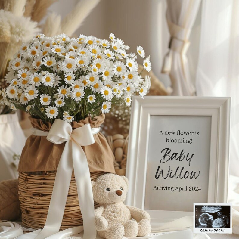 April Birth Flower Digital Baby Announcement for Pregnancy Announcement ...