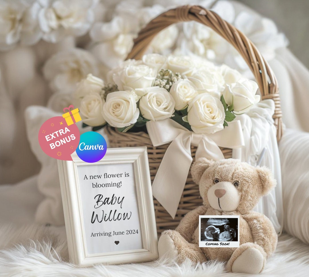 June Birth Flower Digital Baby Announcement for Pregnancy Announcement ...