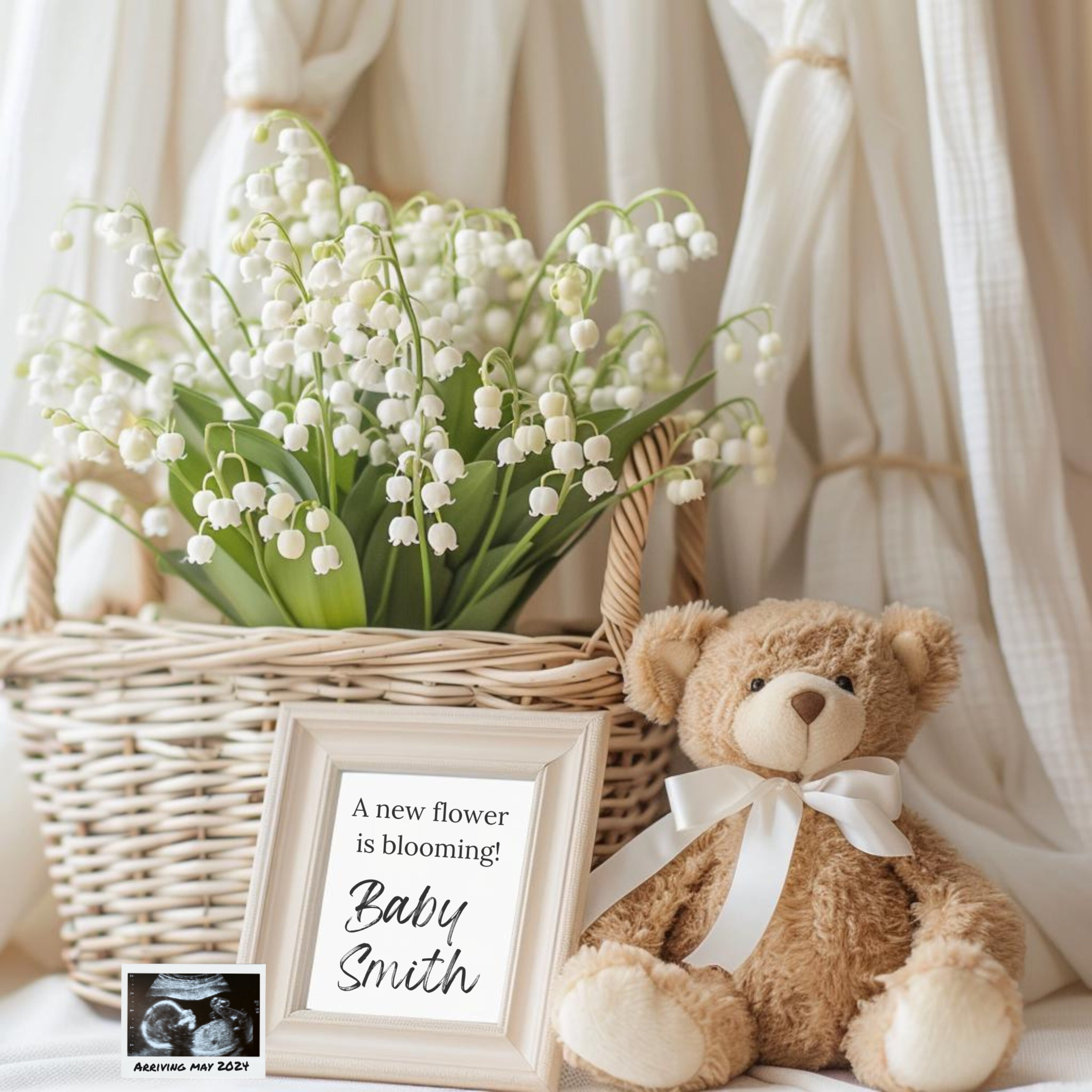 May Birth Flower Digital Baby Announcement for Pregnancy Announcement ...