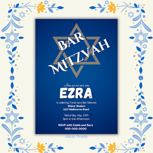 Bar Mitzvah Invitation - Etsy