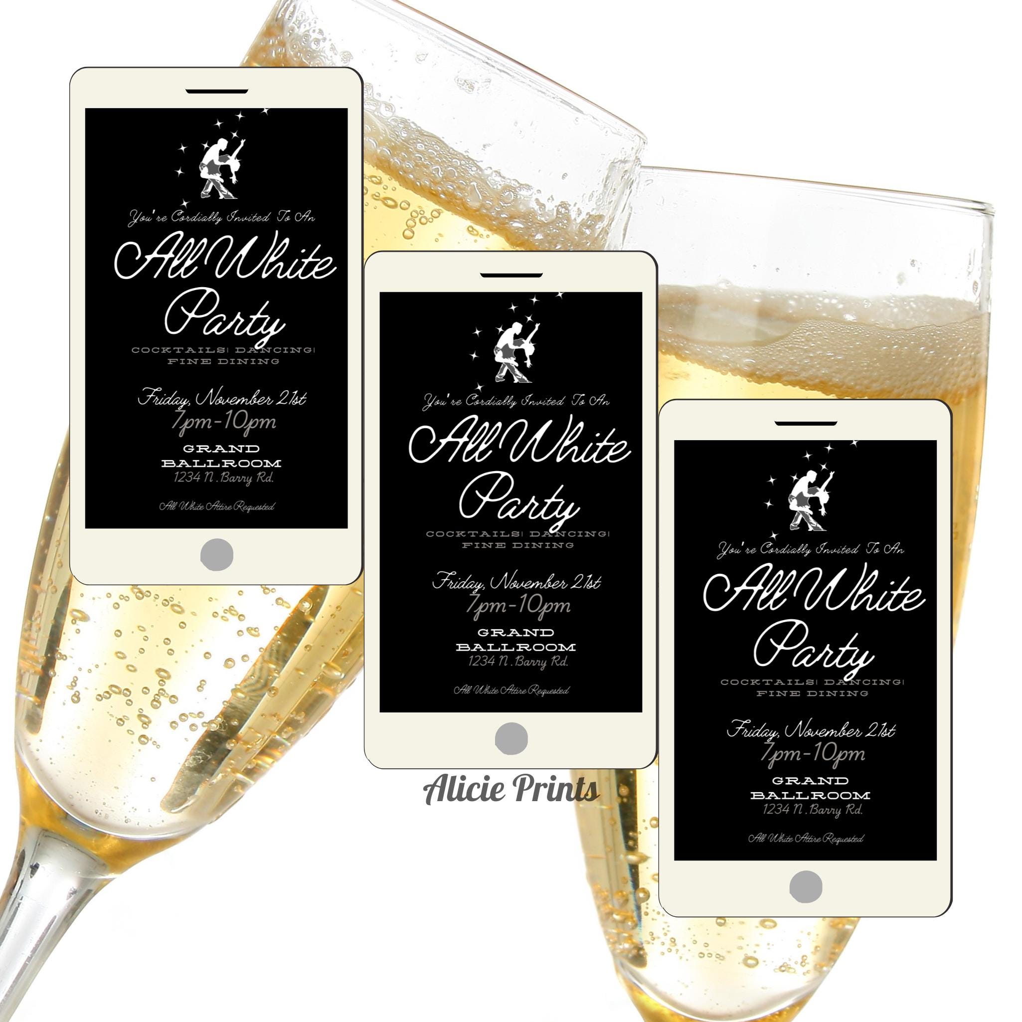 EDITABLE All White Event Invitation Template, Birthday, Wedding ...