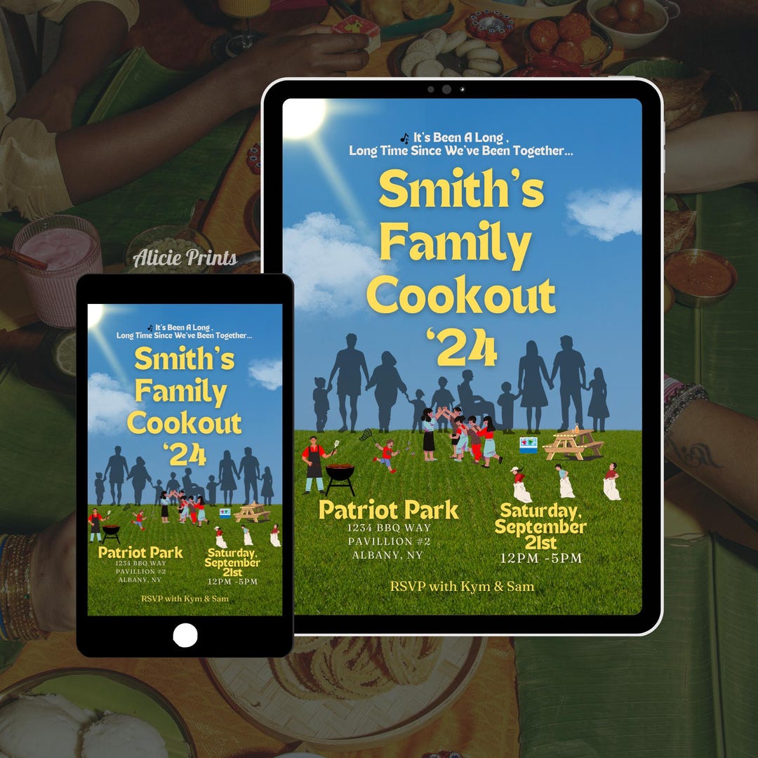 Editable Family Cookout Invitation: DIY Canva Template (5x7 Inches) - Etsy
