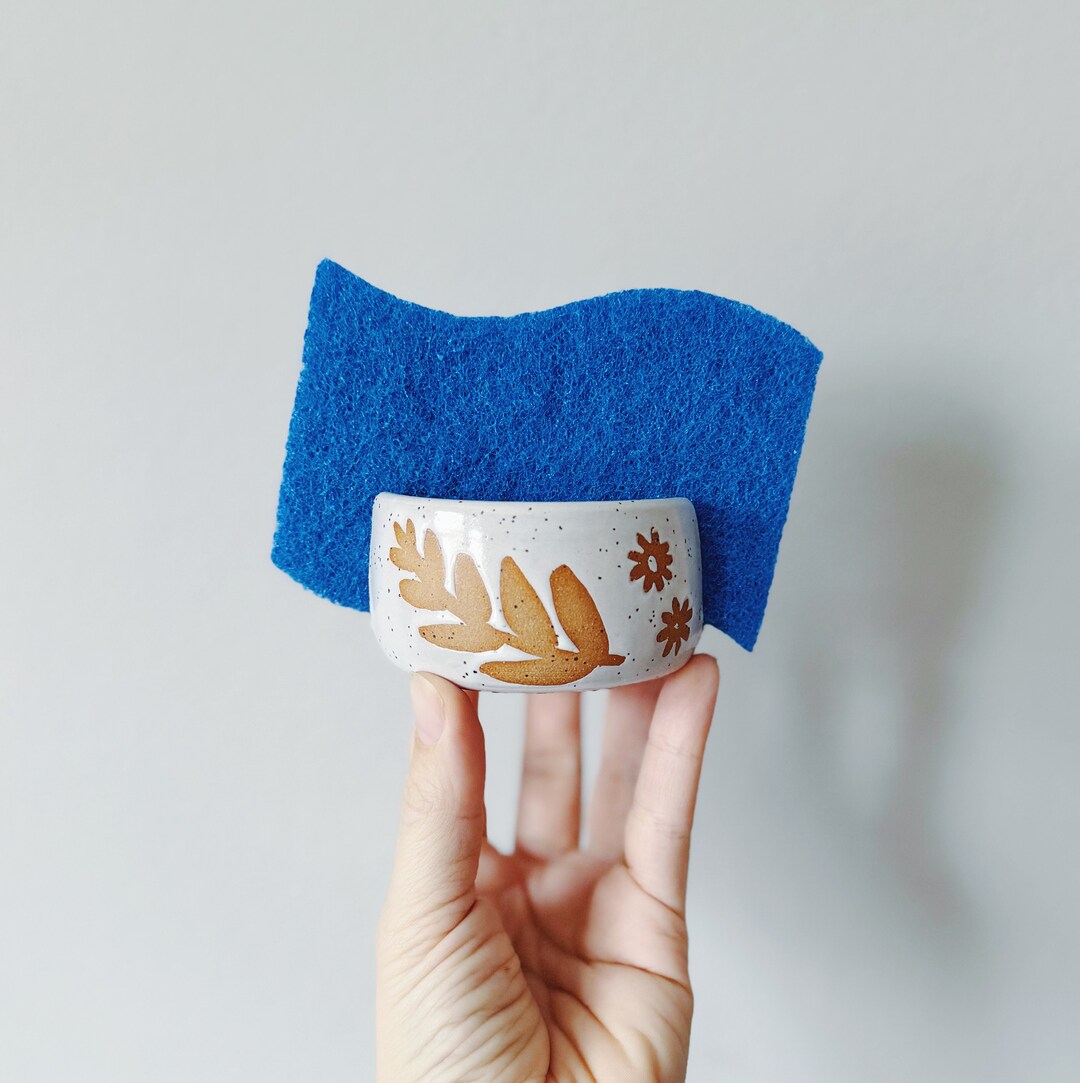 White Garden Ceramic Sponge Holder, Sponge Holder for Kitchen Sink ...