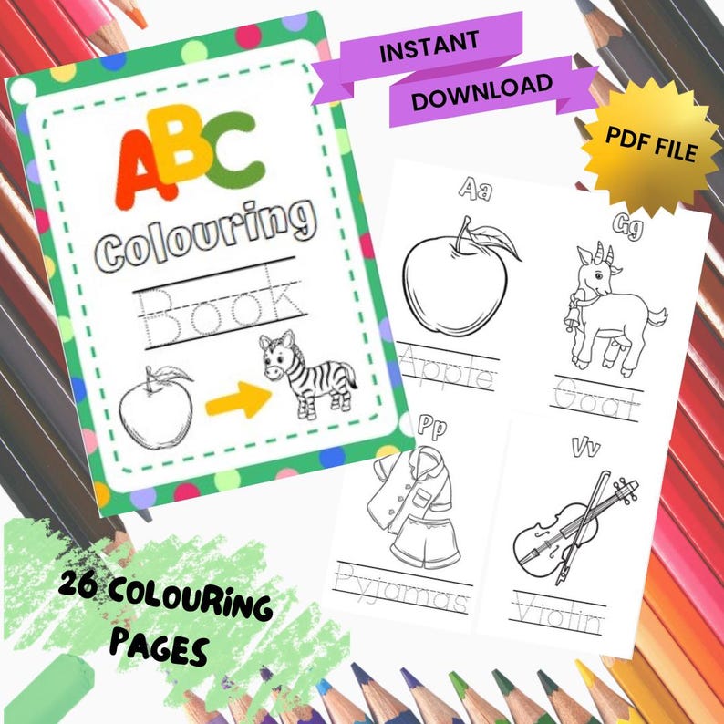 Alphabet Coloring Book. 26 Preschool Printable Templates Designed to ...