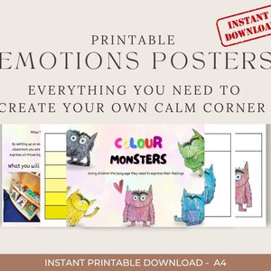 Printable Feelings Posters for Kids | Color Monster Emotions Chart ...